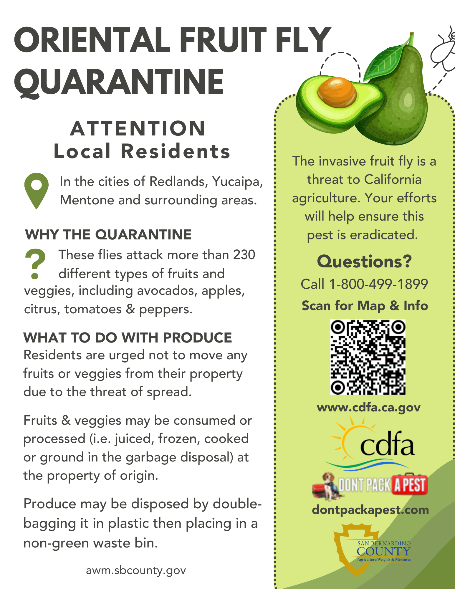 The California Department of Food and Agriculture continues to urge ...